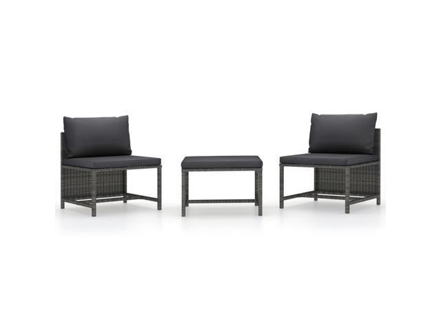 Click here for vidaXL 3 Piece Patio Sofa Set with Cushions Gray P... prices