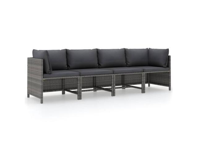 Click here for vidaXL 4-Seater Patio Sofa with Cushions Gray Poly... prices