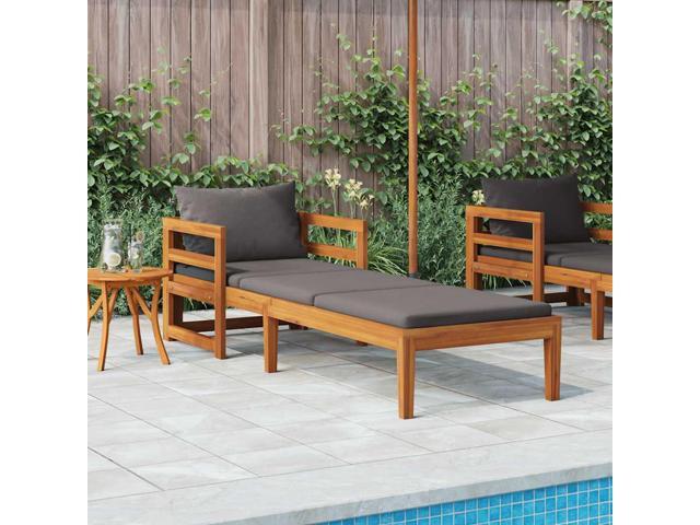 Click here for vidaXL Sun Lounger with Dark Gray Cushions Solid A... prices