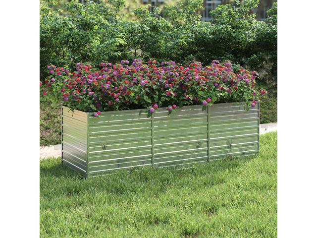vidaXL Garden Raised Bed Silver Galvanized Steel Large Garden Raised Bed - Silver