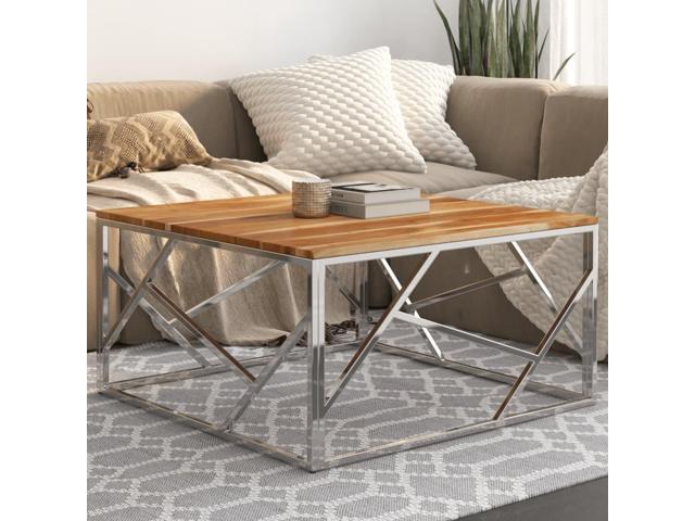 Click here for vidaXL Coffee Table Silver Stainless steel  solid... prices