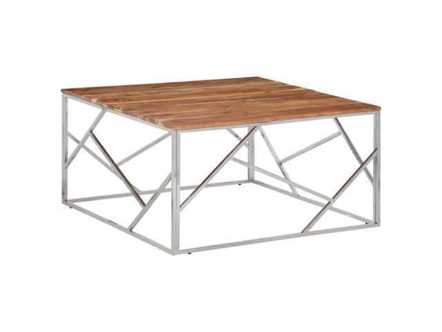 Click here for vidaXL Coffee Table Silver  Natural Wood Stainless... prices