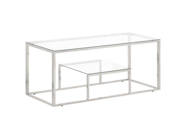 Click here for vidaXL Coffee Table Silver Stainless Steel  Temper... prices