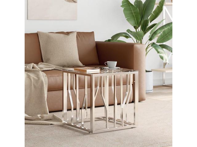 Click here for vidaXL Coffee Table Silver  Marble Stainless Steel... prices