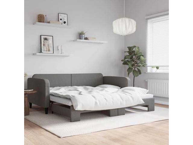 Click here for vidaXL Daybed With Trundle Dark Grey 100 Polyester... prices