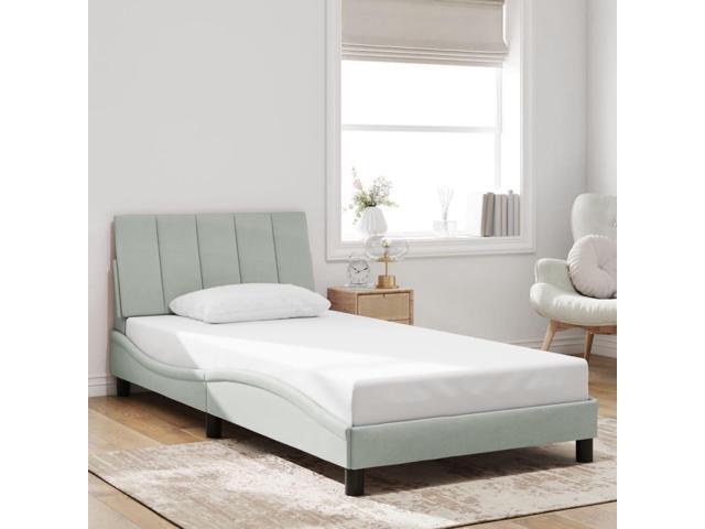 Click here for vidaXL Bed Frame Light grey Velvet Twin Appealing... prices