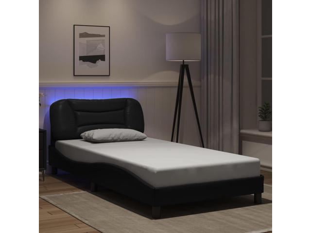 Click here for vidaXL Bed Frame Black Faux leather  Metal  Solid... prices