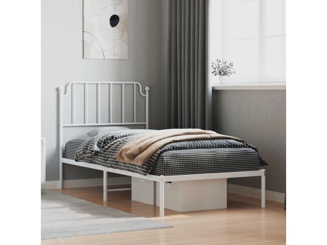 Click here for vidaXL Bed Frame White Powder-coated steel Twin Be... prices