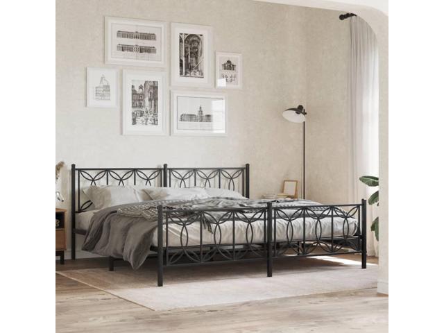 Click here for vidaXL Bed Frame Black Steel Full Bed Bed Frame Re... prices