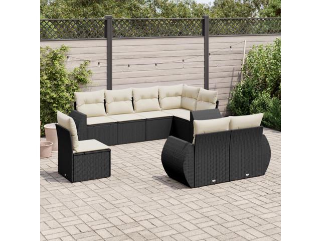 Click here for vidaXL Garden Sofa Set Black PE rattan 8 Piece Adj... prices