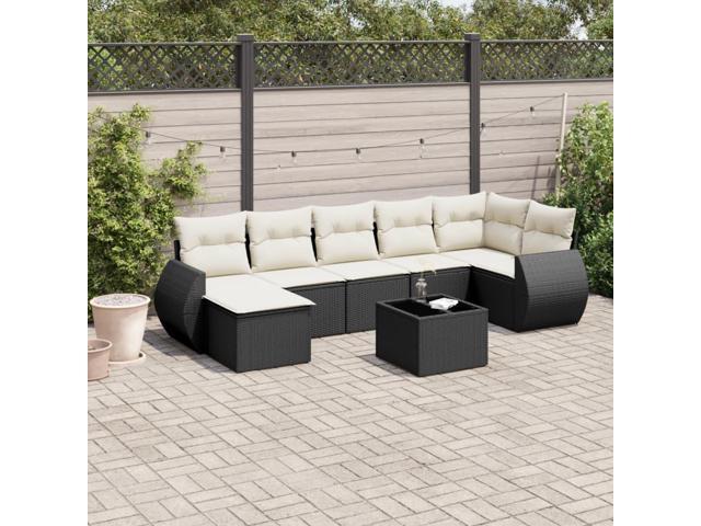 Click here for vidaXL Garden Sofa Set Black and Cream PE Rattan... prices