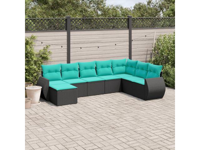 Click here for vidaXL Patio Sofa Set Black  Blue PE rattan  powde... prices