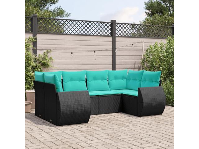 Click here for vidaXL Patio Sofa Set Black  Blue PE Rattan  Powde... prices
