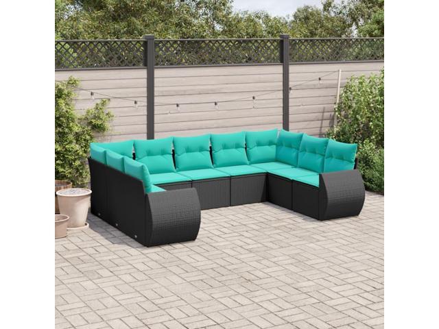 Click here for vidaXL Patio Sofa Set Black PE rattan 9 Piece Adju... prices