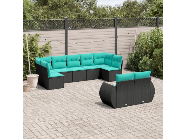 Click here for vidaXL Patio Sofa Set Black Poly Rattan 9-Piece Se... prices
