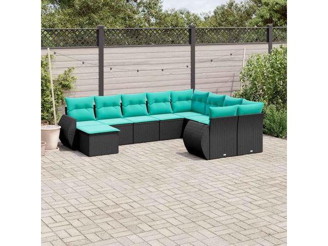 Click here for vidaXL 10 Piece Garden Sofa Set with Cushions Blac... prices