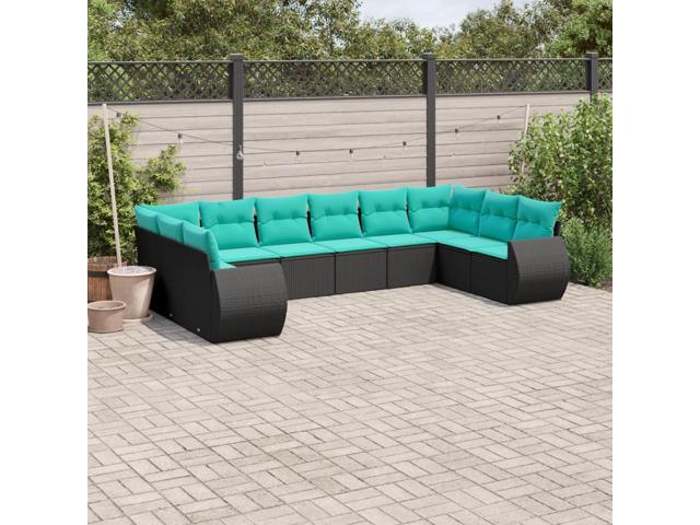 Click here for vidaXL Patio Sofa Set Black PE rattan  Powder-coat... prices