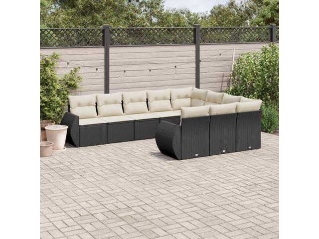 Click here for vidaXL Garden Sofa Set Black PE Rattan Large Adjus... prices