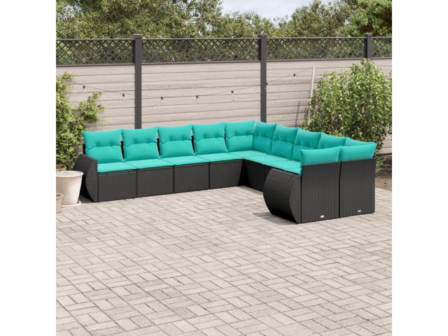 Click here for vidaXL Patio Sofa Set Black PE rattan  powder-coat... prices