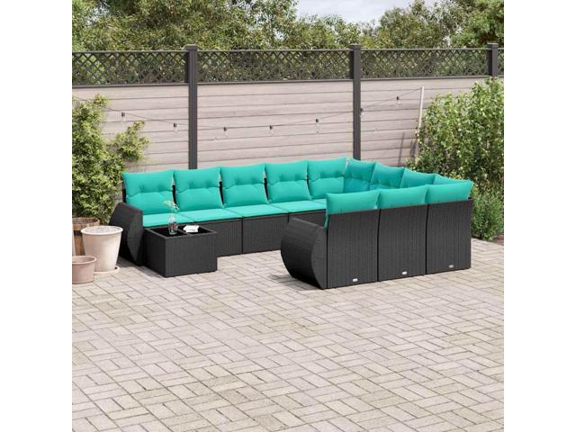 Click here for vidaXL 11 Piece Garden Sofa Set with Cushions Blac... prices