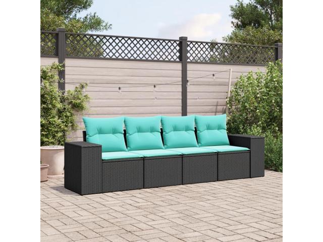 Click here for vidaXL Patio Sofa Set Black PE rattan Large Washab... prices