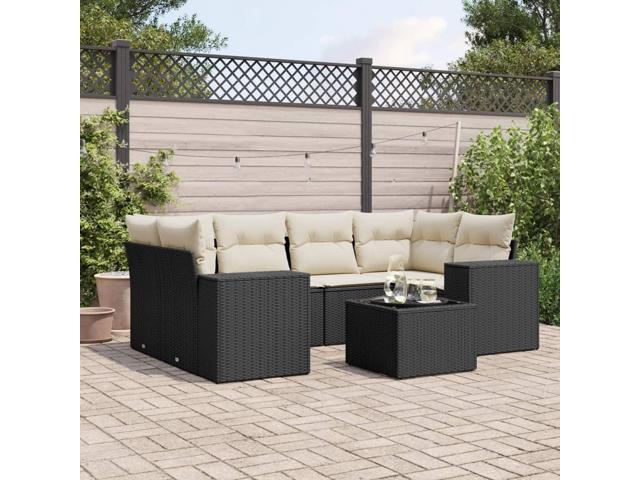 Click here for vidaXL Garden Sofa Set Black PE rattan  powder-coa... prices