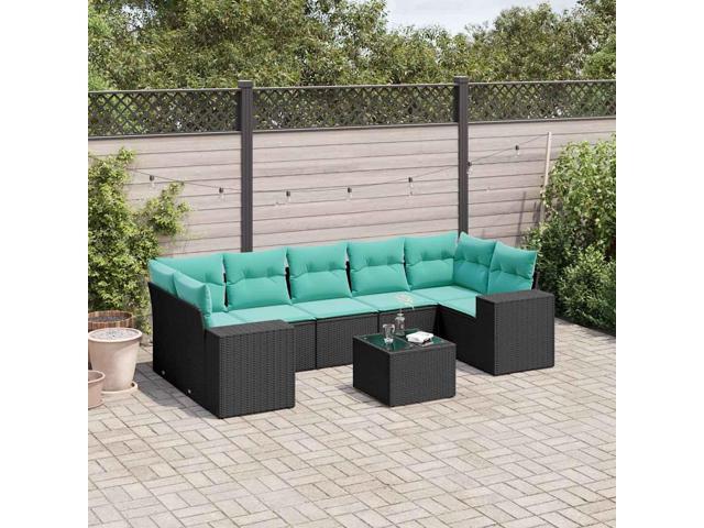Click here for vidaXL 8 Piece Garden Sofa Set with Cushions Black... prices
