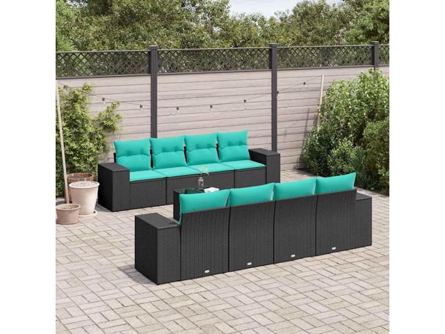 Click here for vidaXL 9 Piece Garden Sofa Set with Cushions Black... prices