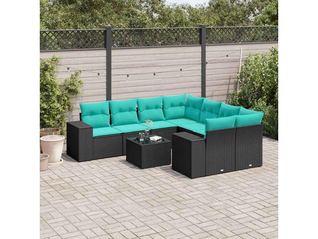 Click here for vidaXL 9 Piece Garden Sofa Set with Cushions Black... prices