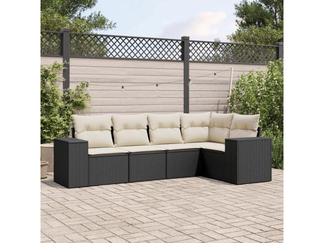 Click here for vidaXL Garden Sofa Set Black PE rattan Large Modul... prices