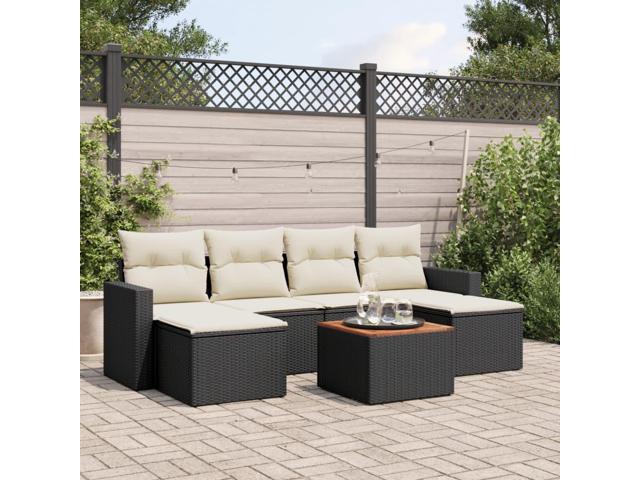 Click here for vidaXL Garden Sofa Set Set of 7 Black  Cream prices