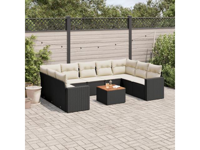 Click here for vidaXL Garden Sofa Set Black PE rattan 10 Piece Se... prices