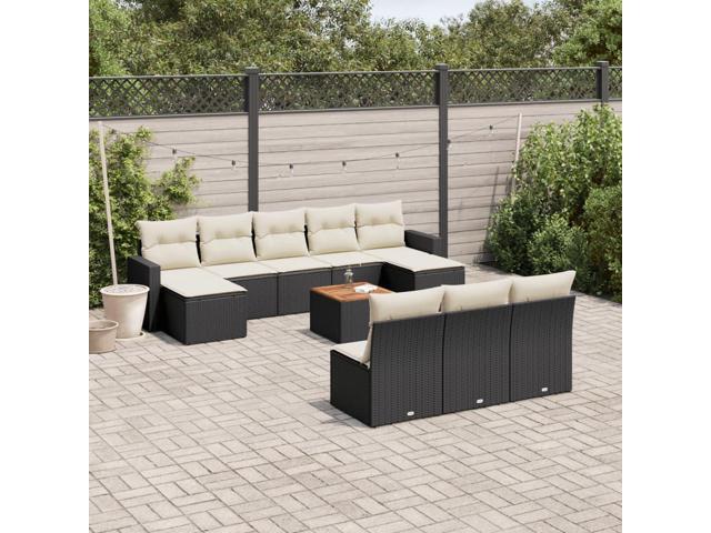Click here for vidaXL Garden Sofa Set 11 Pieces Black PE Rattan L... prices