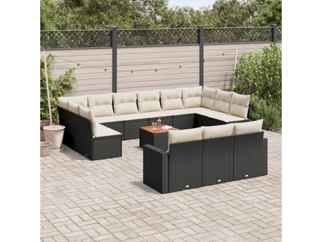 Click here for vidaXL Garden Sofa Set Set of 14 Black and cream w... prices