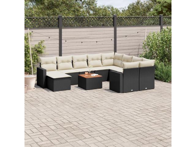 Click here for vidaXL Garden Sofa Set Black PE Rattan Large Modul... prices