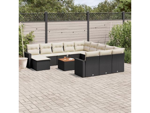 Click here for vidaXL Garden Sofa Set Set of 13 Black and Cream W... prices