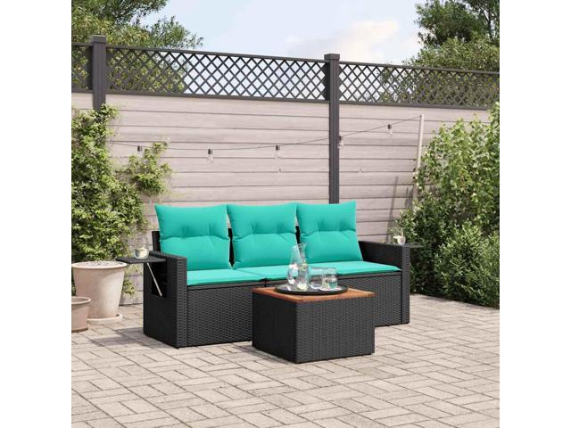 Click here for vidaXL 4 Piece Garden Sofa Set with Cushions Black... prices