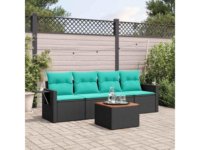 Click here for vidaXL 5 Piece Garden Sofa Set with Cushions Black... prices