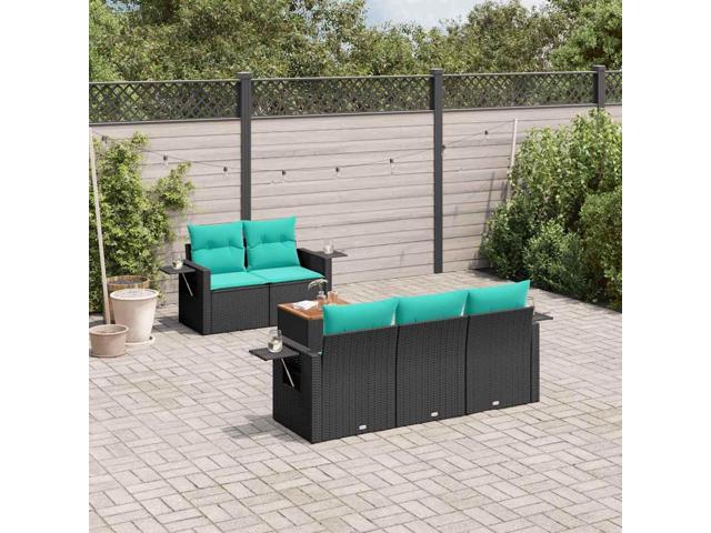 Click here for vidaXL 6 Piece Garden Sofa Set with Cushions Black... prices