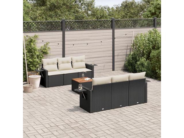 Click here for vidaXL Garden Sofa Set Black PE Rattan 7-Piece Mod... prices