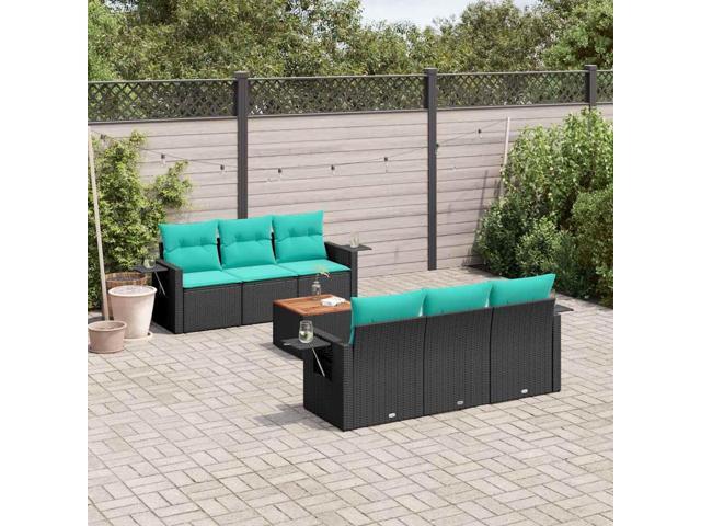 Click here for vidaXL 7 Piece Garden Sofa Set with Cushions Black... prices