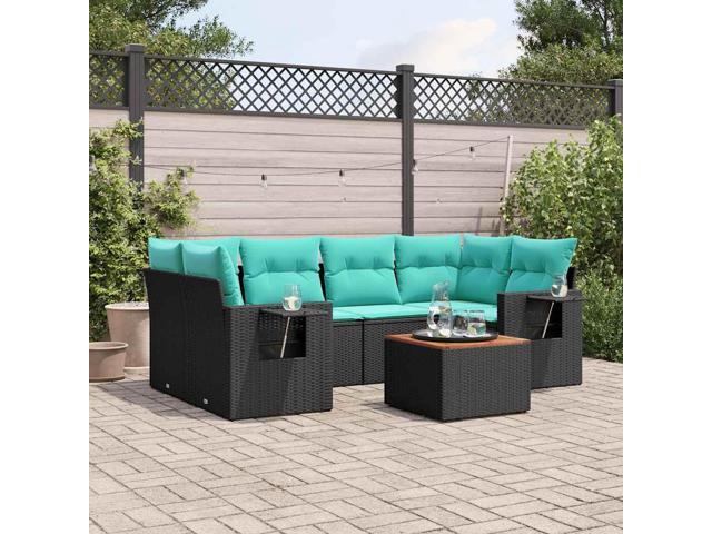Click here for vidaXL 7 Piece Garden Sofa Set with Cushions Black... prices