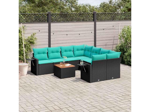 Click here for vidaXL 9 Piece Garden Sofa Set with Cushions Black... prices