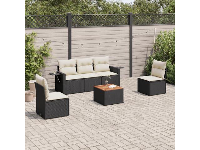 Click here for vidaXL Garden Sofa Set Black Poly Rattan 6 Piece S... prices