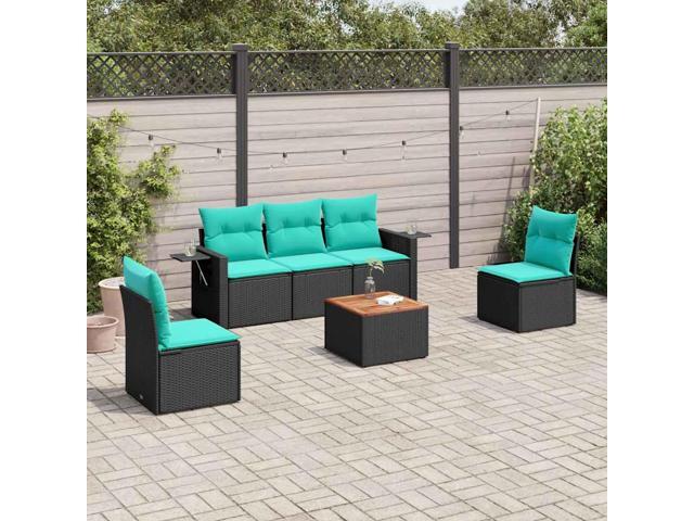 Click here for vidaXL 6 Piece Garden Sofa Set with Cushions Black... prices