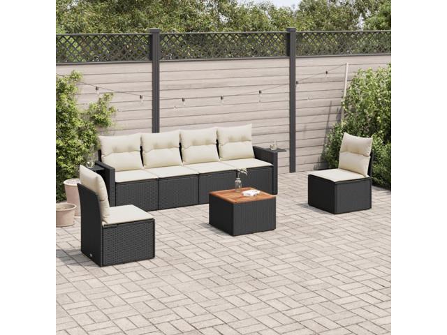 Click here for vidaXL Garden Sofa Set Black PE rattan 7-seater Fo... prices