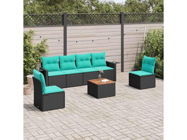 Click here for vidaXL 7 Piece Garden Sofa Set with Cushions Black... prices