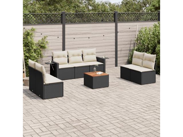Click here for vidaXL Garden Sofa Set Black PE Rattan Large Adjus... prices