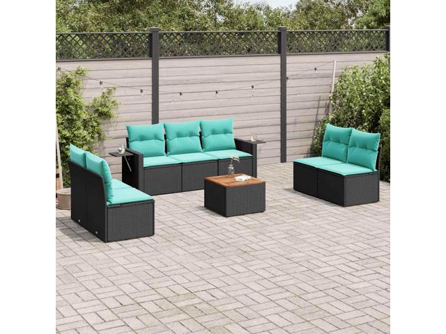 Click here for vidaXL 8 Piece Garden Sofa Set with Cushions Black... prices