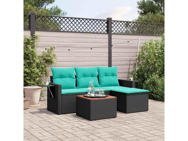 Click here for vidaXL 5 Piece Garden Sofa Set with Cushions Black... prices